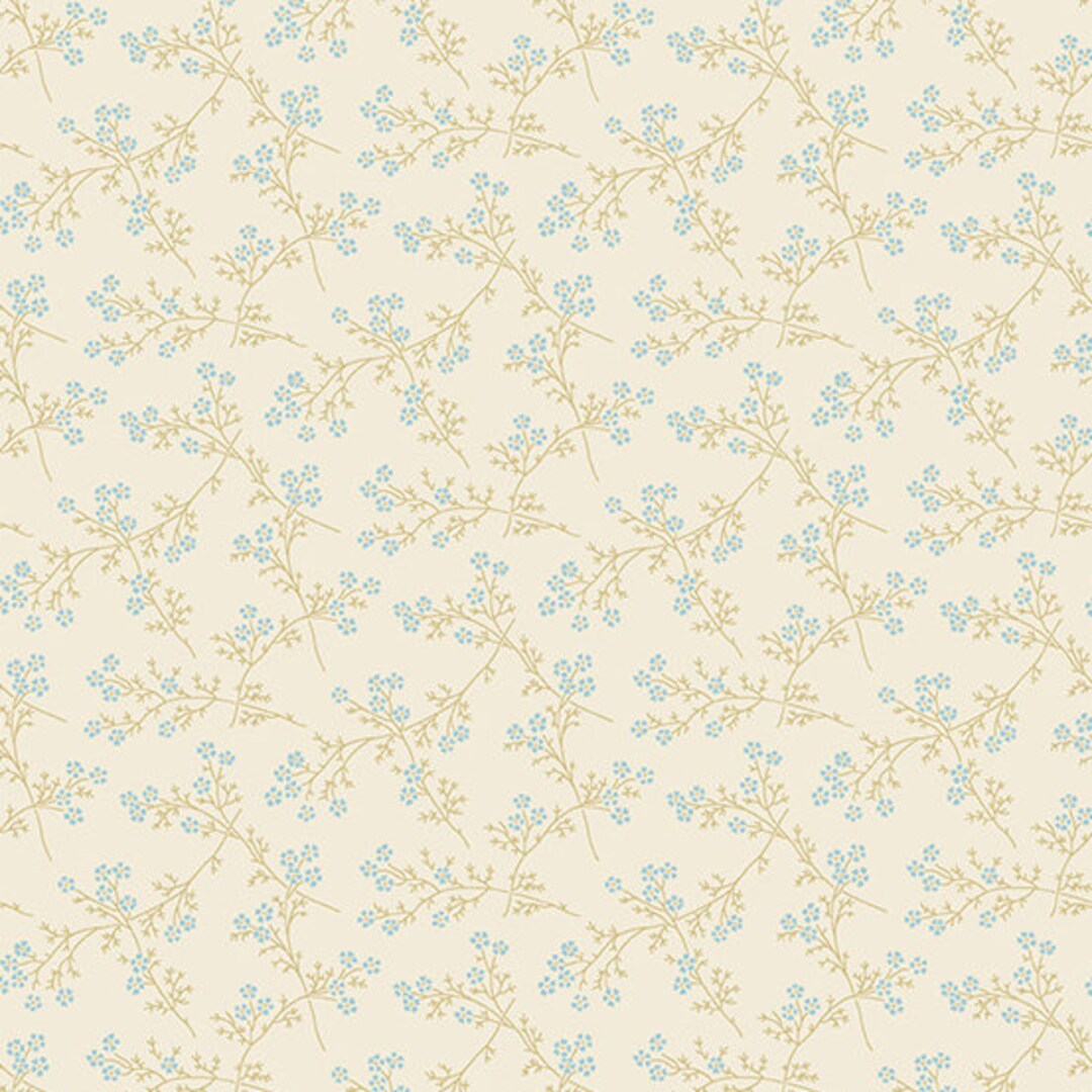 Blue Escape Fabric half Yard Edyta Sitar Fabric Floral Bouquet Cream ...