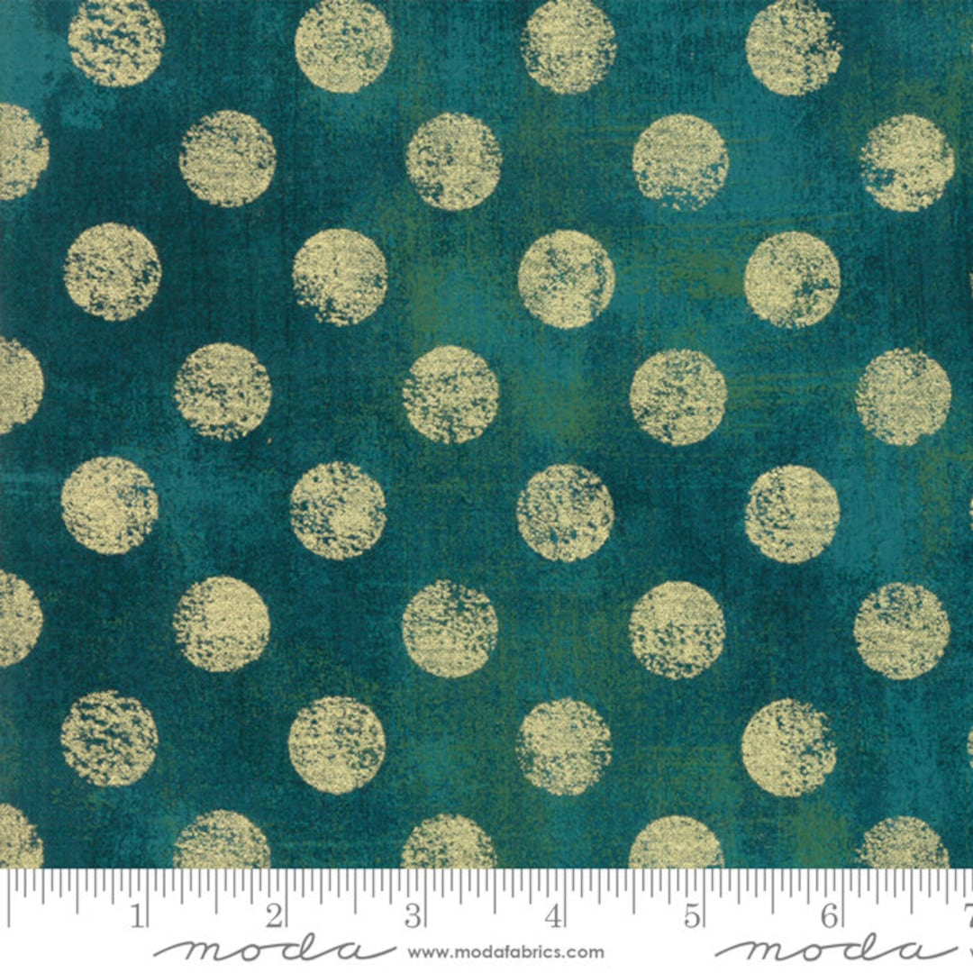 Moda Grunge Fabric - Half Yard - Dark Jade Green With Gold Metallic ...