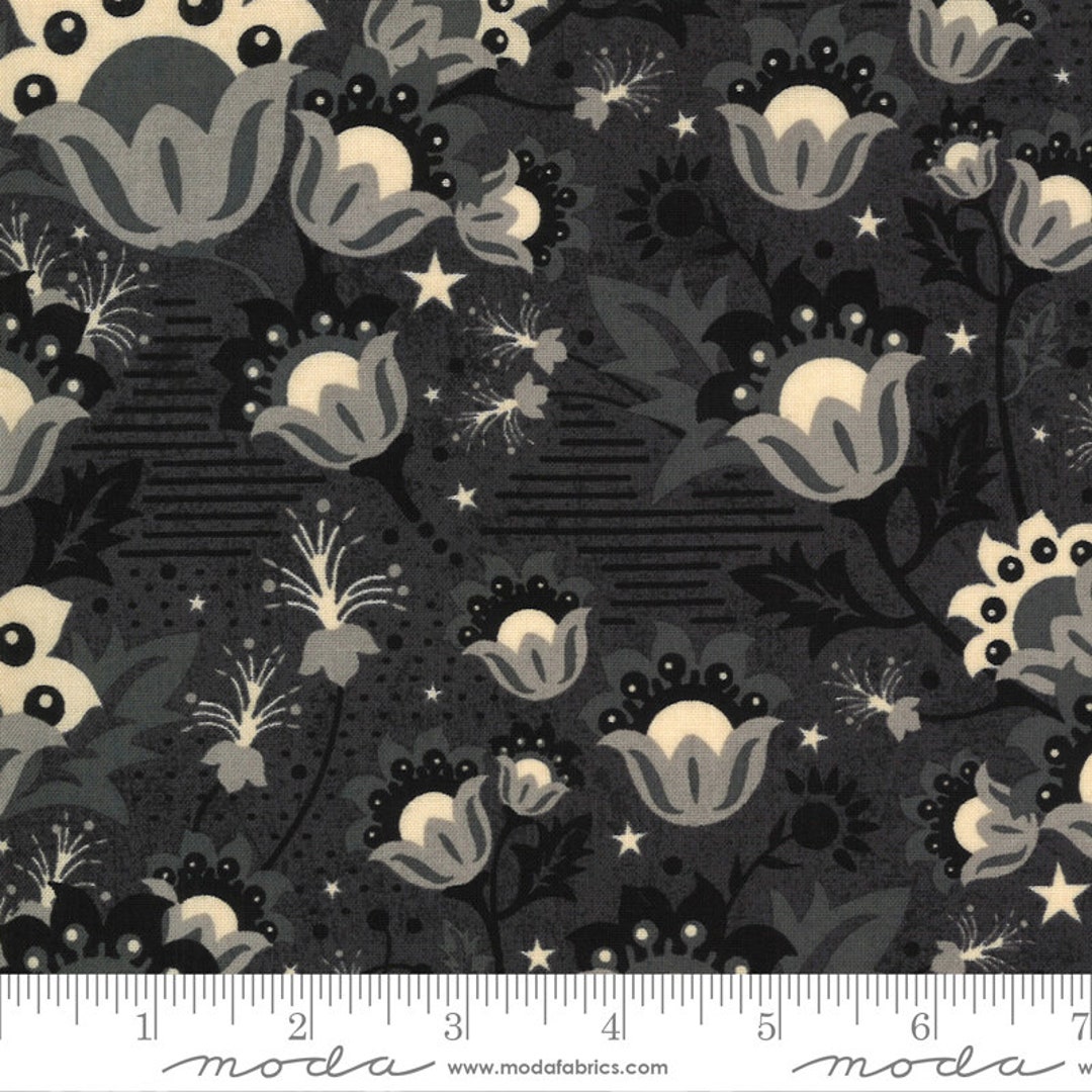 Boudoir Fabric -half Yard- Moda Fabric Charcoal Large Floral Print ...