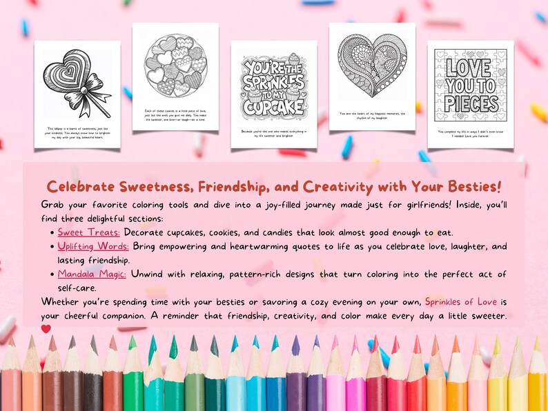 Friendship Coloring Book | Girls Night, Sweet Treats (PDF Download) - Etsy