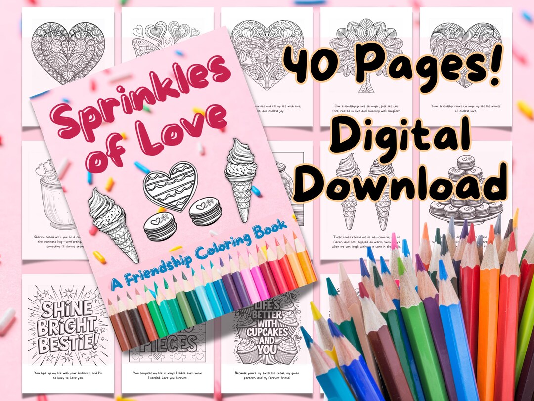 Friendship Coloring Book | Girls Night, Sweet Treats (PDF Download) - Etsy