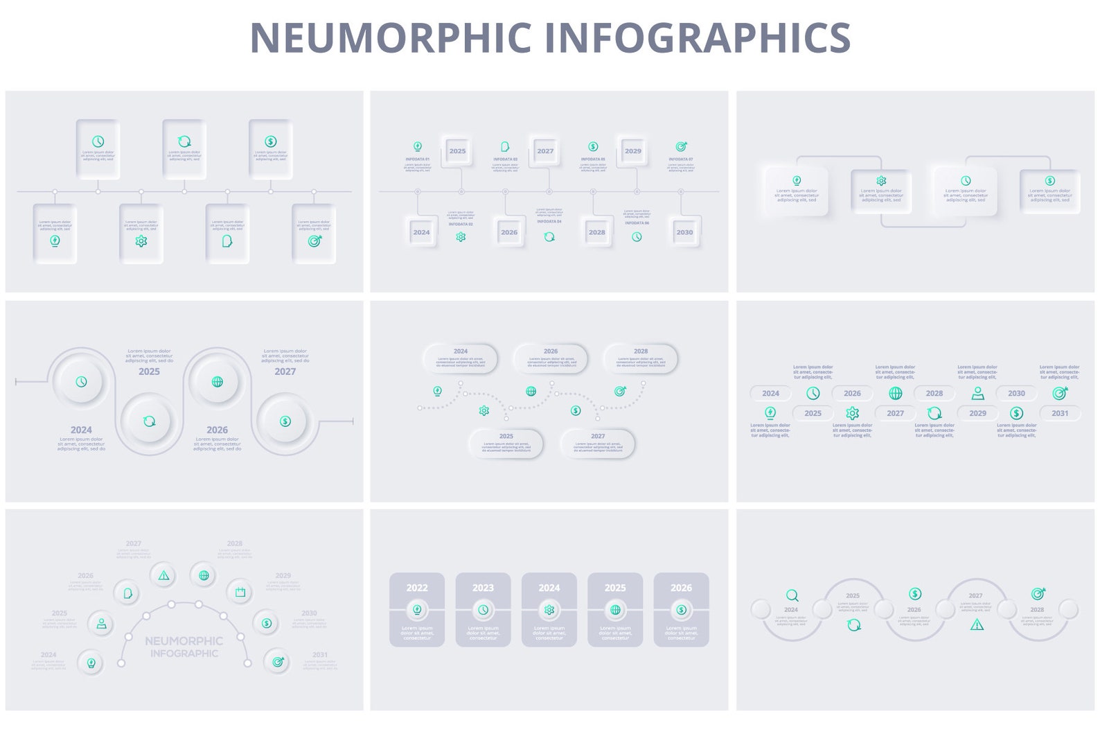 Neumorphic Animated Infographics Presentation Powerpoint Template ...