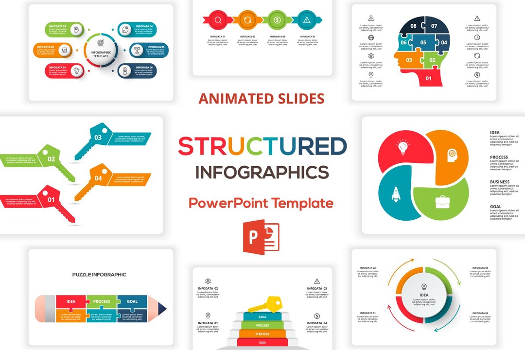 Structured Animated Infographics Powerpoint Presentation Template - Etsy
