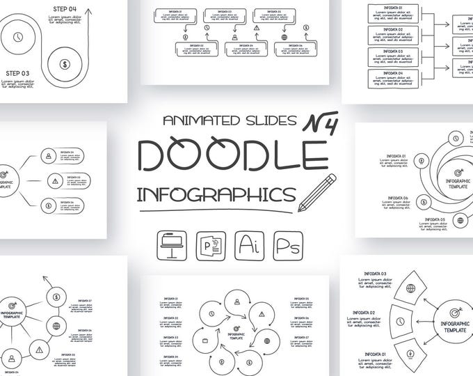 Hand-drawn Doodle Powerpoint Template | Black & White Set | 30 Slides ...