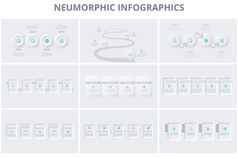 Neumorphic Animated Infographics Presentation Powerpoint Template ...