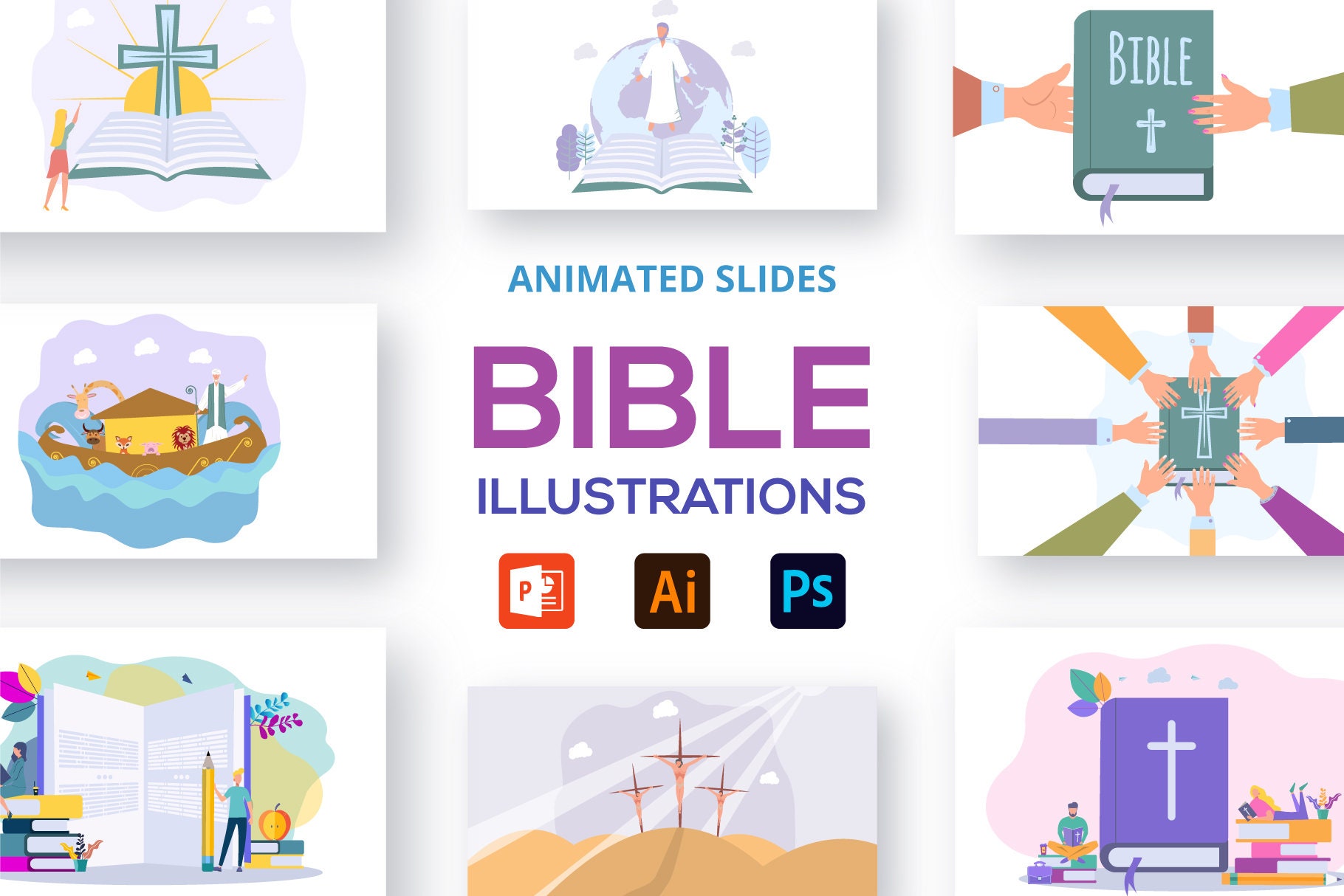Bible Animated Presentation Template: Religion Illustrations (AI, PSD ...
