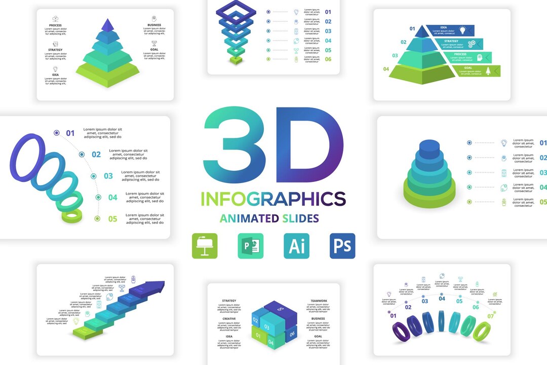 3D Animated Infographics Presentation Template, Powerpoint Presentation ...