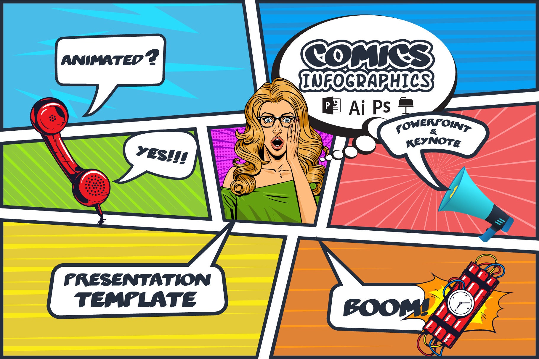 Comics Animated Infographics Presentation Template, Powerpoint ...