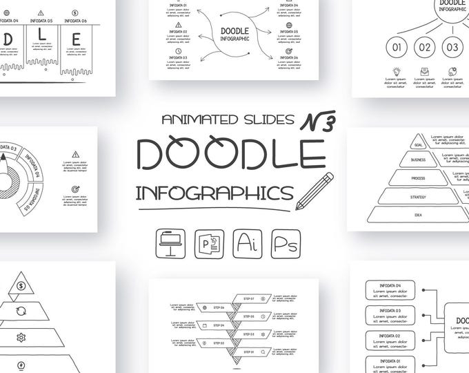Hand-drawn Doodle Powerpoint Template | Black & White Set | 30 Slides ...