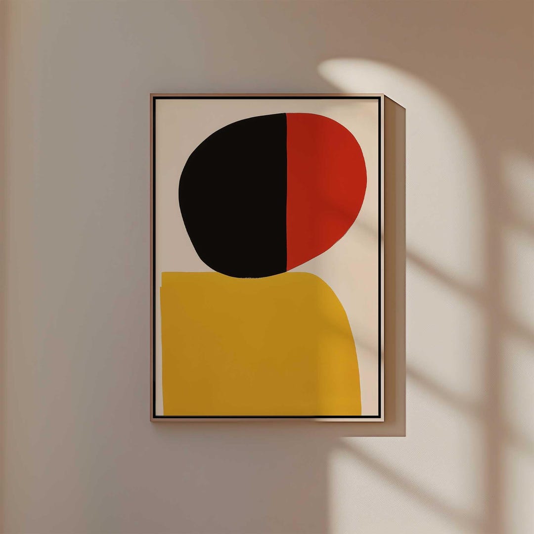 Geometric Balance, Abstract Art, Minimalist Red Black and Yellow Print ...