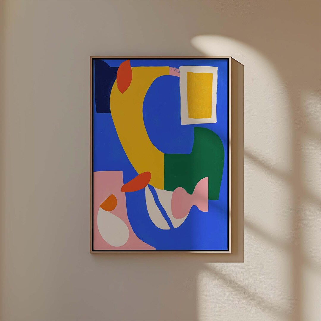 Playful Balance Abstract Art, Bold Color Geometric Print, Modern ...