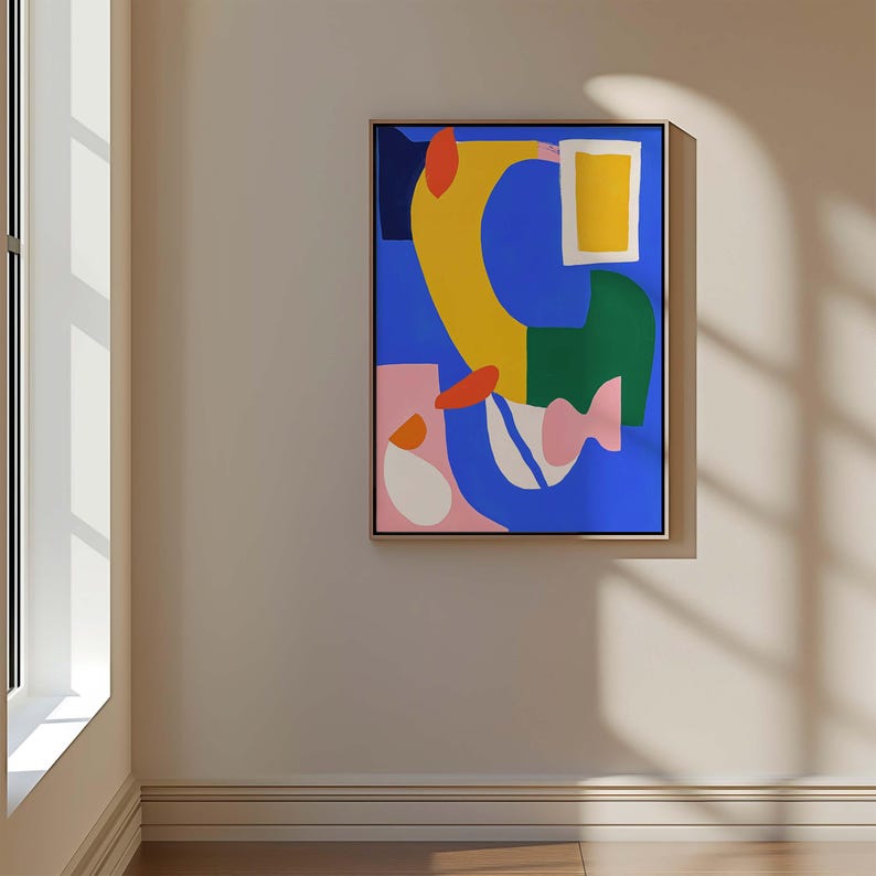 Playful Balance Abstract Art, Bold Color Geometric Print, Modern ...