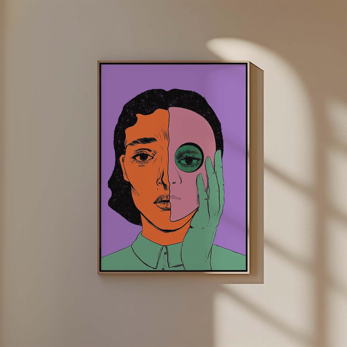 Dual Face Art, Colorful Modern Face Illustration, Bold Pop Art Wall ...