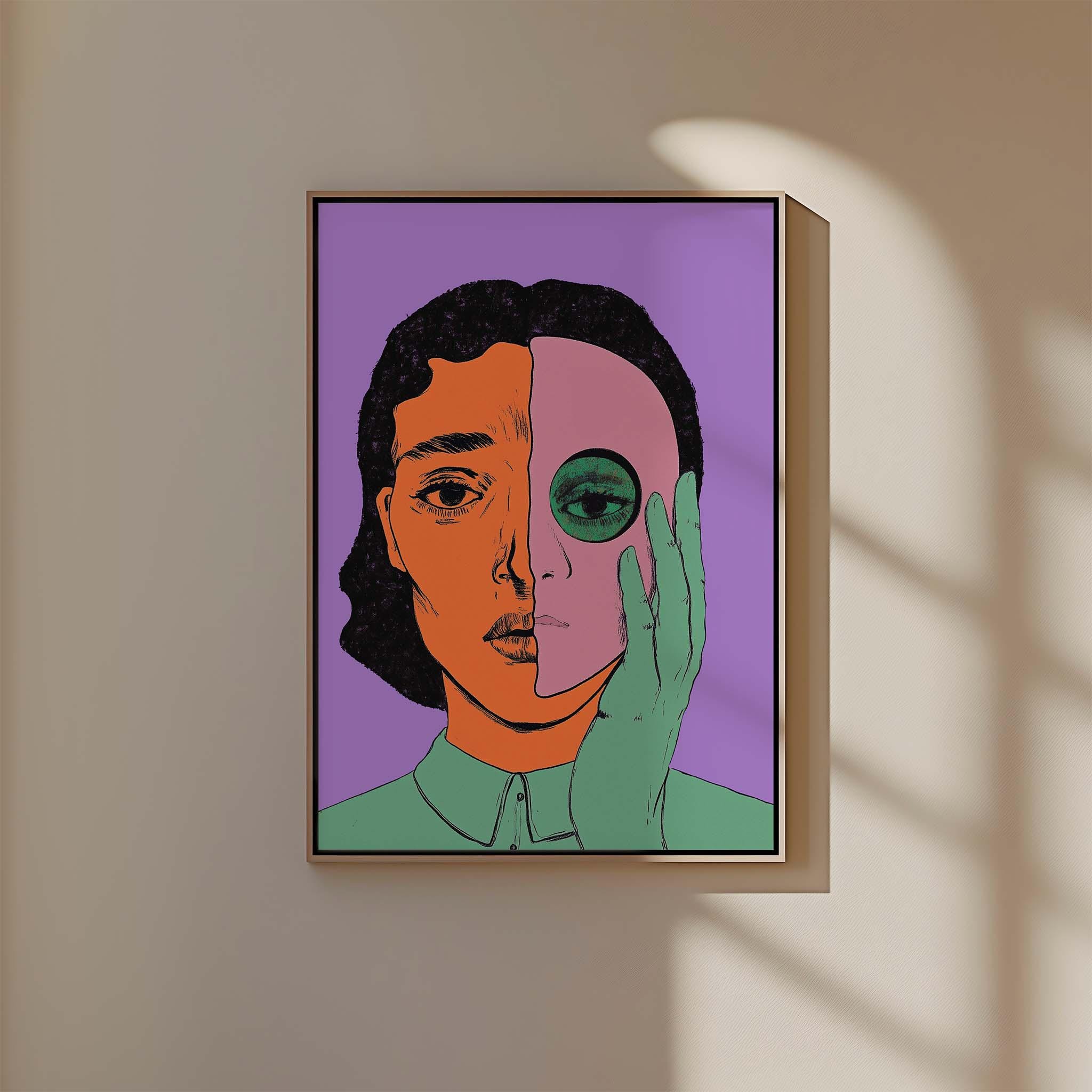 Dual Face Art, Colorful Modern Face Illustration, Bold Pop Art Wall ...