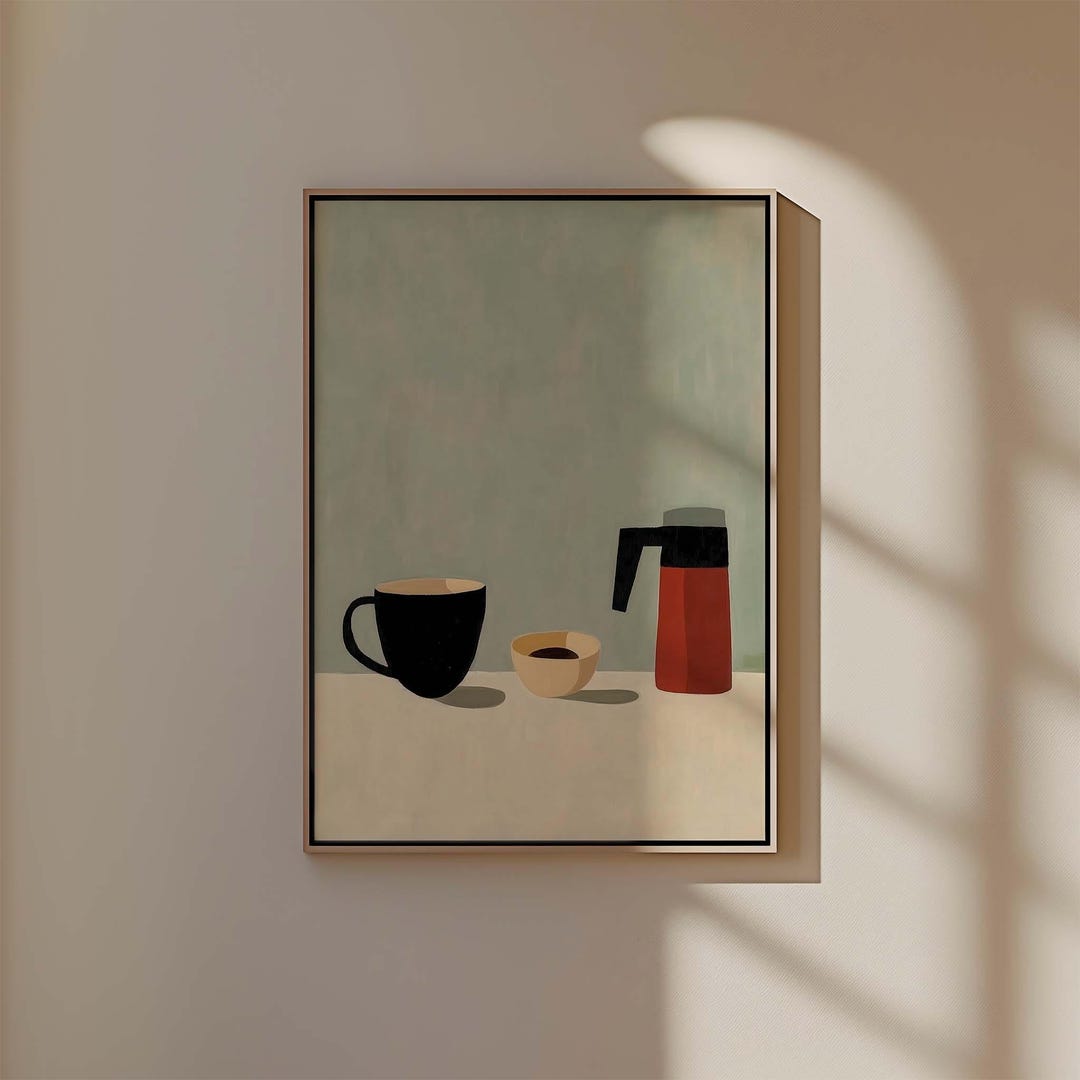 Modern Coffee Art, Minimalist Still Life Print, Simple Kitchen Decor ...