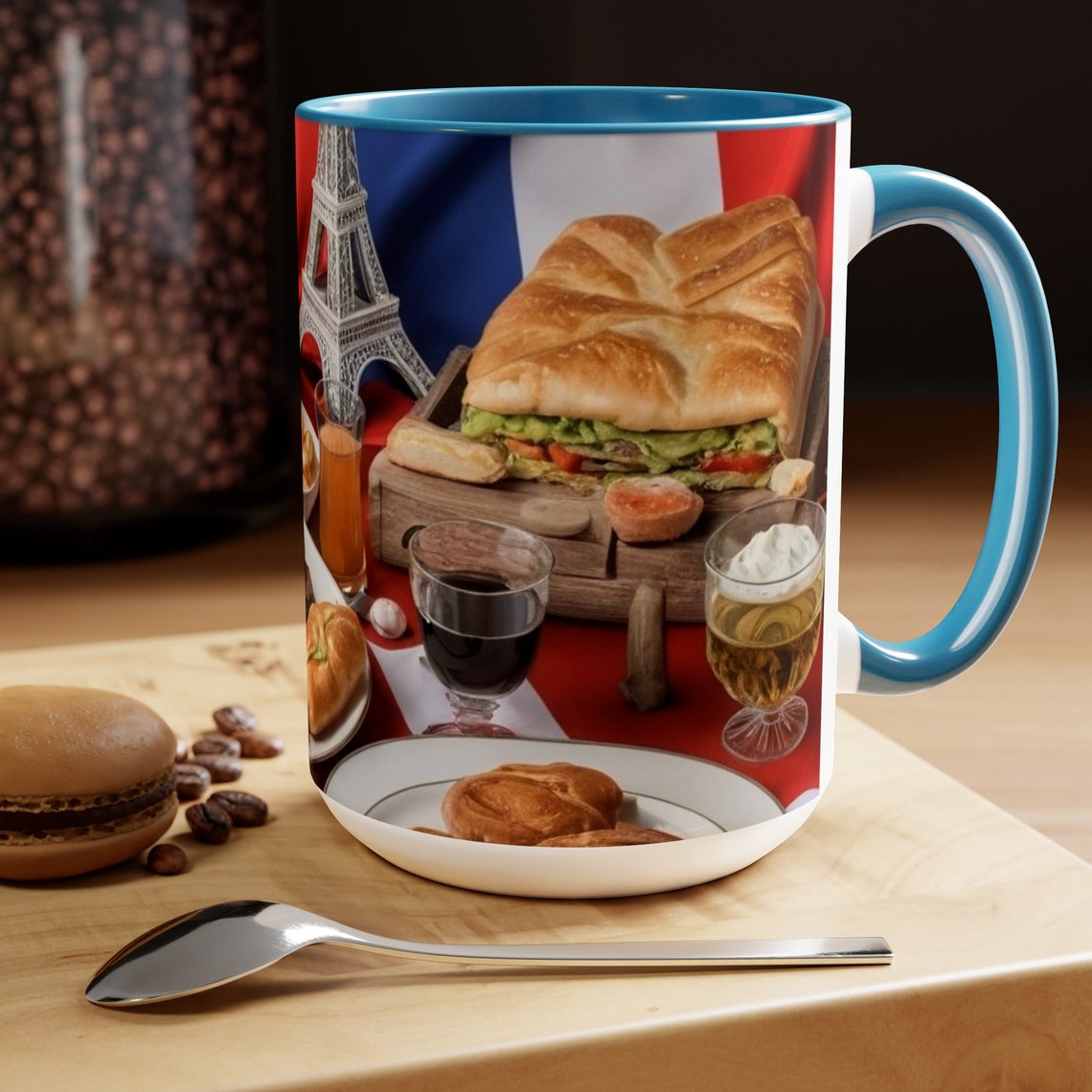 Taste of France Two-tone Coffee Mugs, 15oz - Etsy