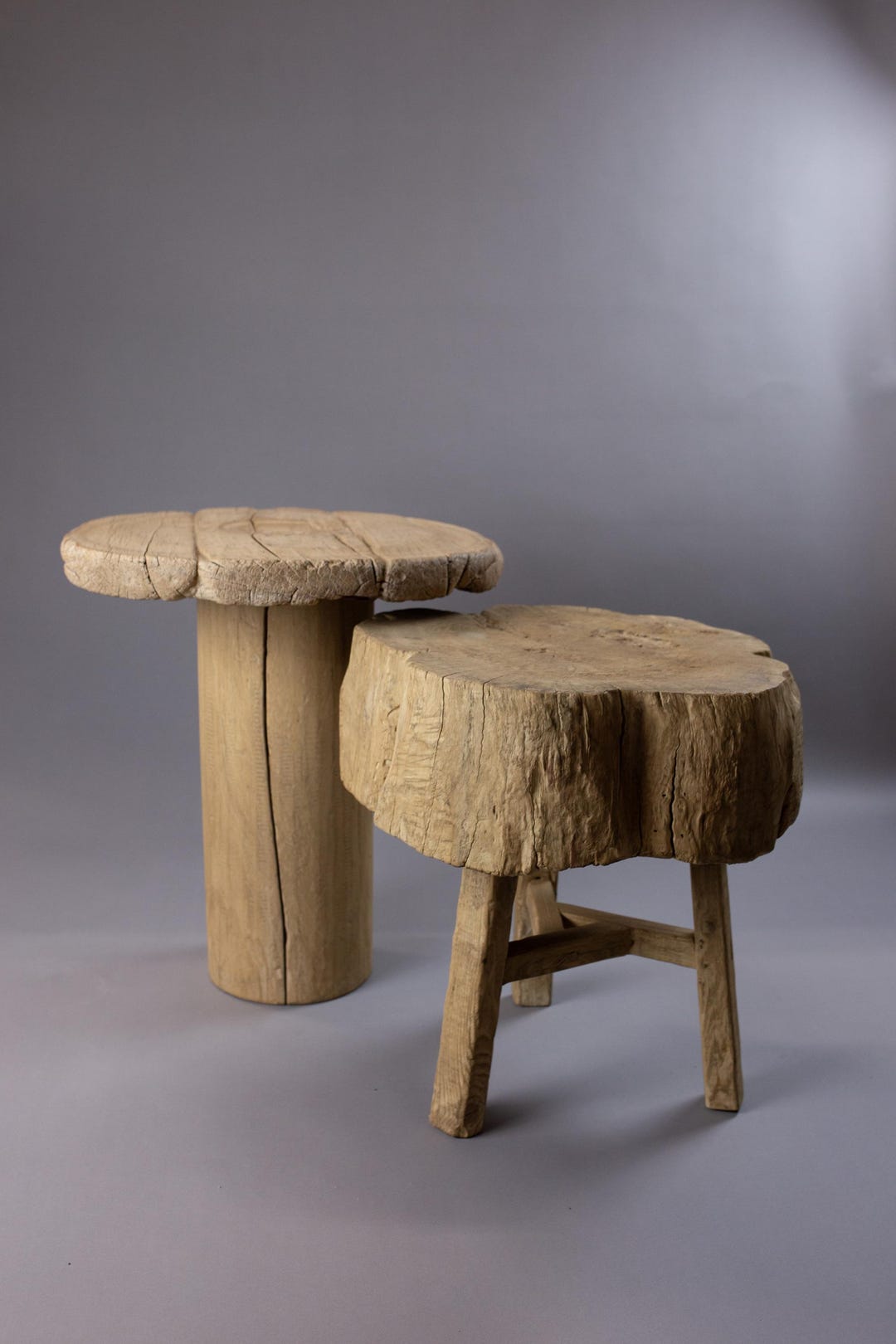 Center-pole Elm Side Table - Etsy