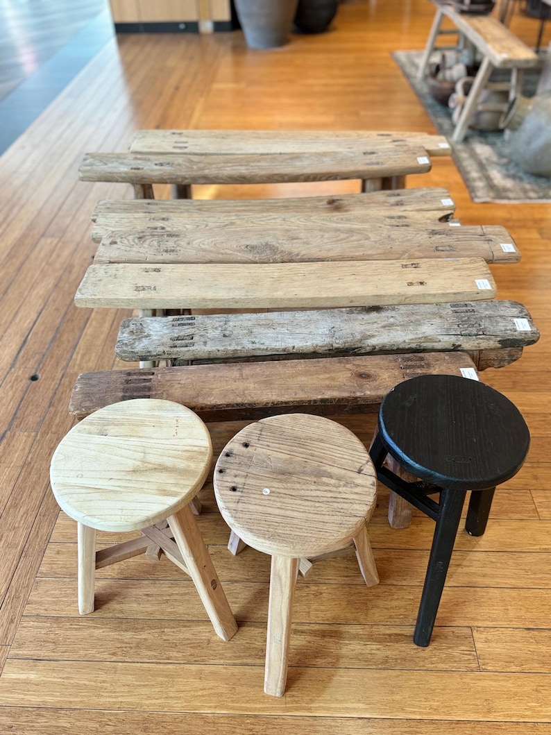 Skinny Elm Wood Bench – Rustic Modern Entryway Seating – Live Edge Elm ...