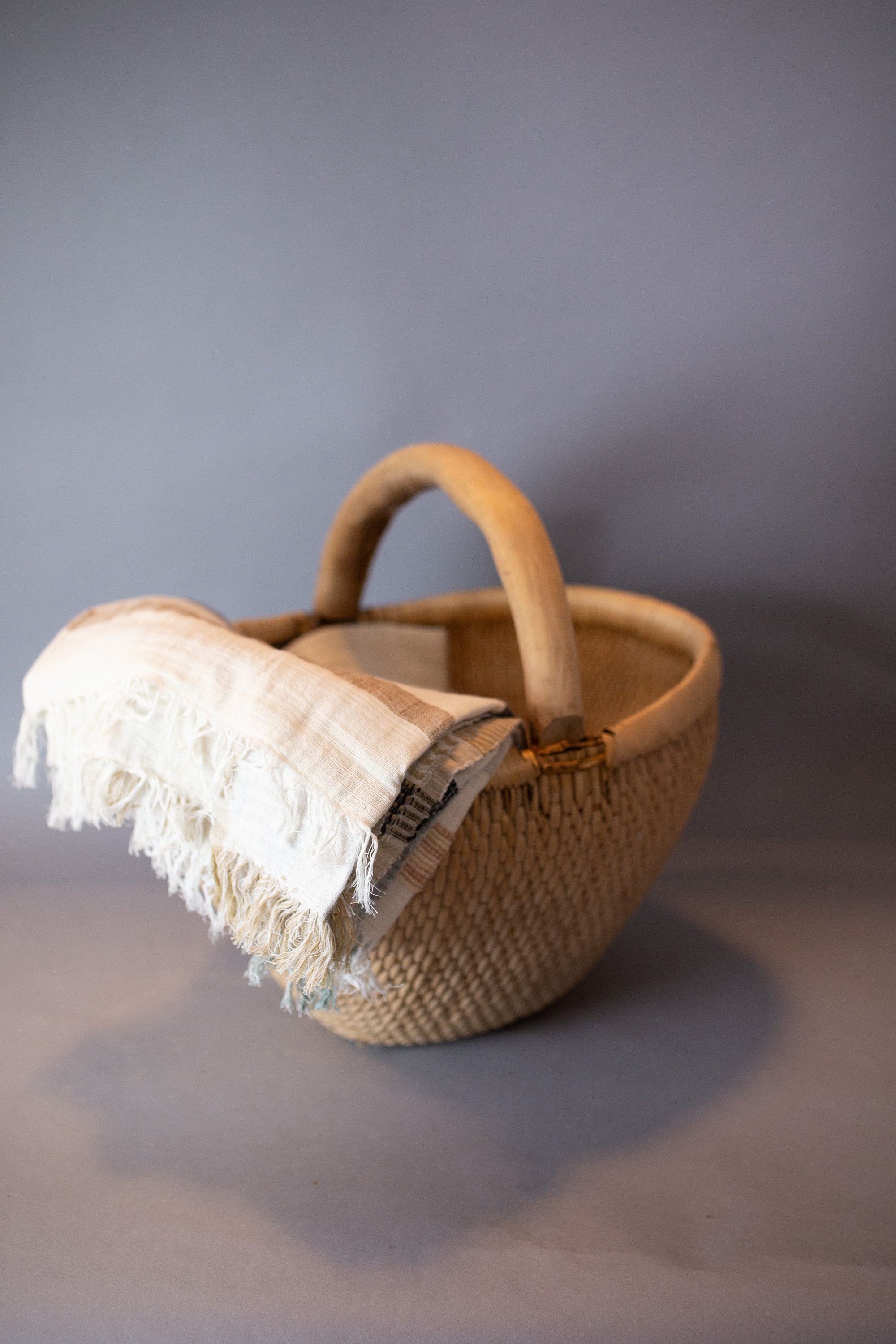 Large Antique Basket With Handle - Etsy