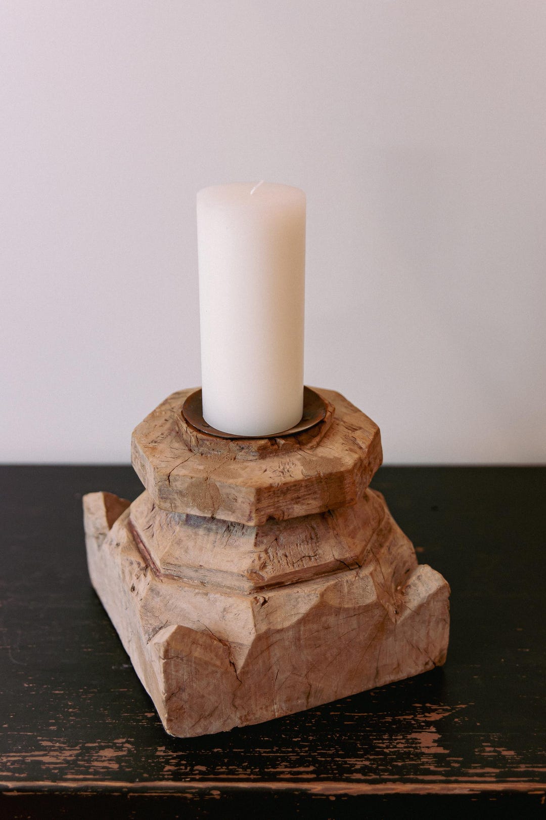 Candle Holder | Rustic Pillar Candle Holder | Primitive Candle Holder ...