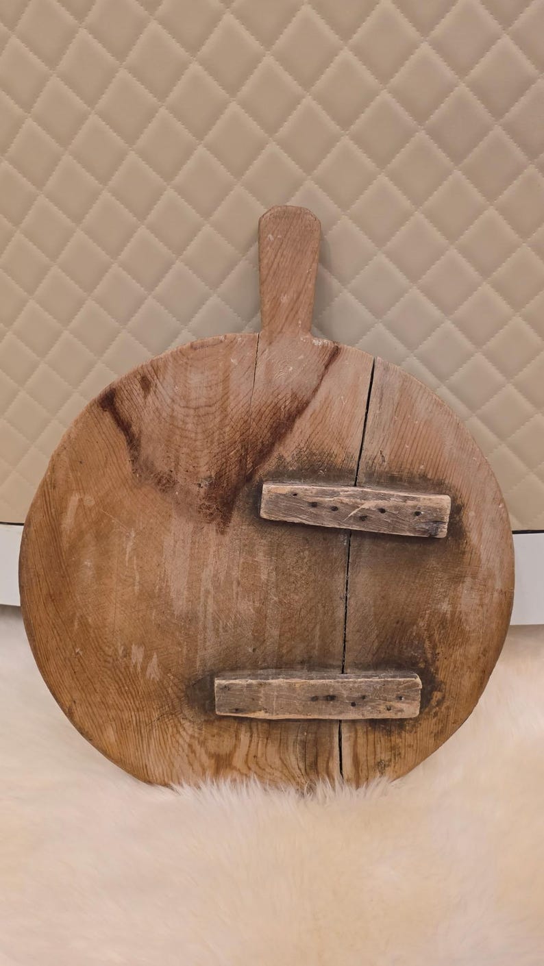 Vintage European Round Breadboard | 20” Rustic Wooden Bread Board ...