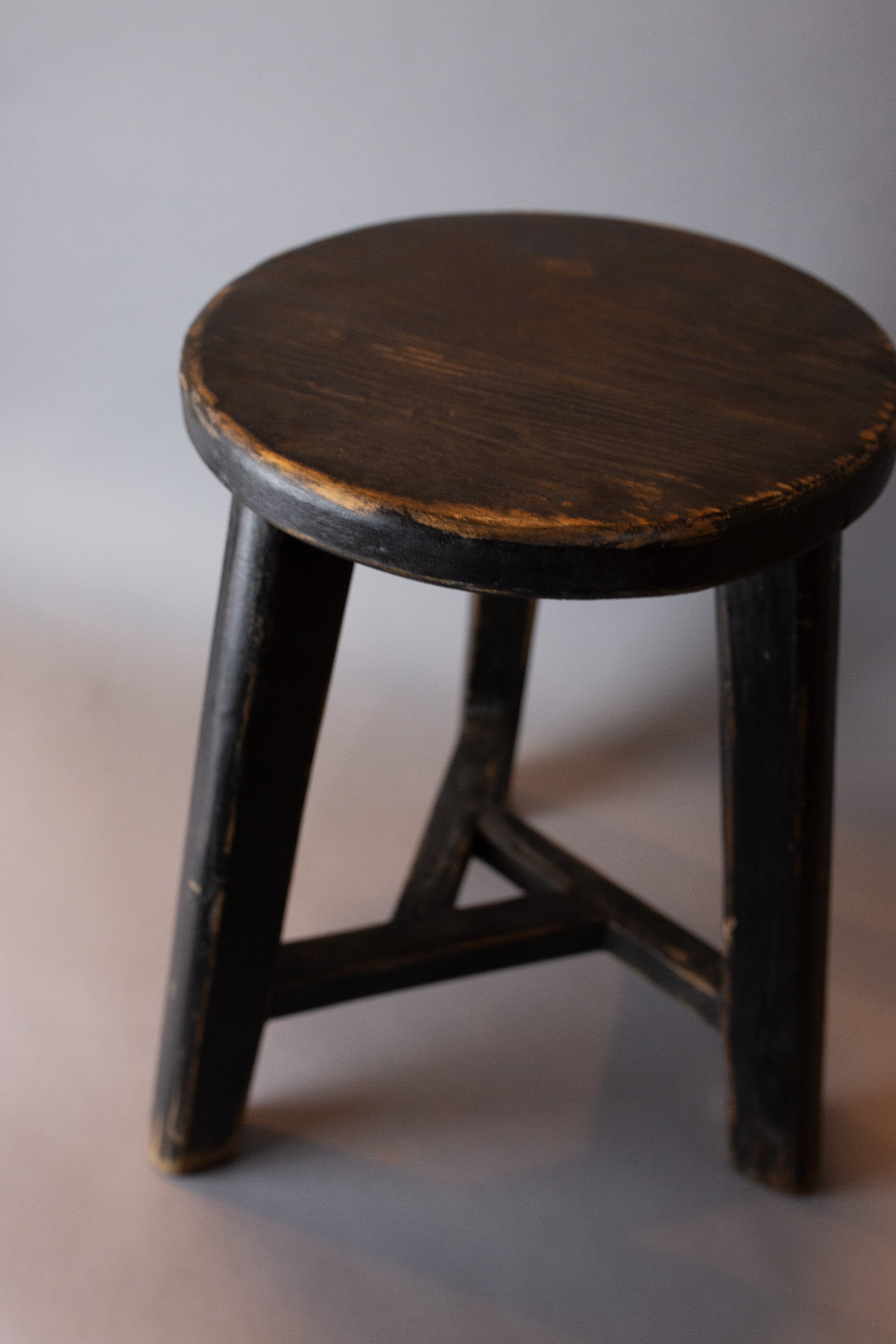 Antique Black Elmwood Stool – Handmade Vintage Wood Stool – Rustic ...