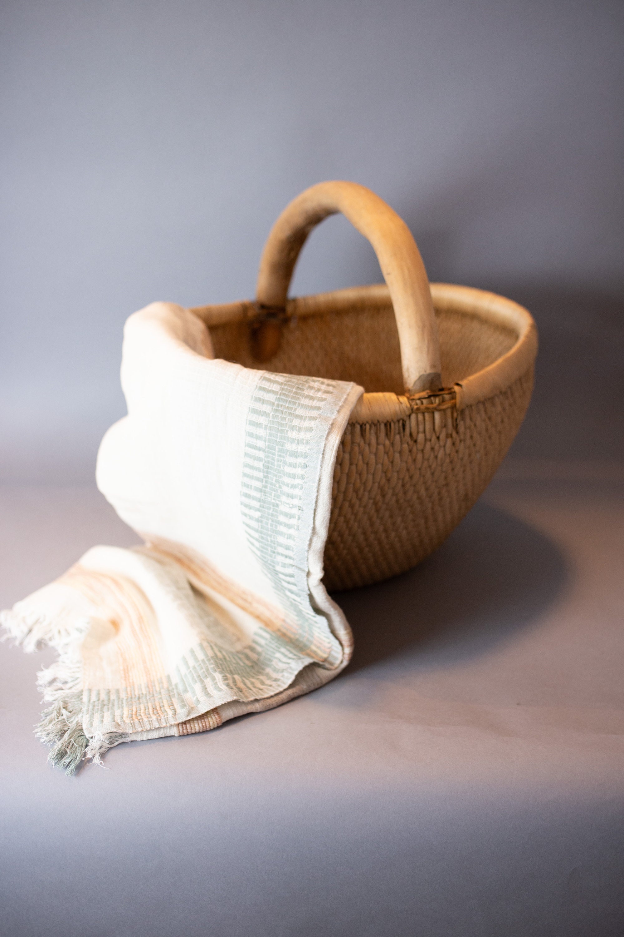 Large Antique Basket With Handle - Etsy