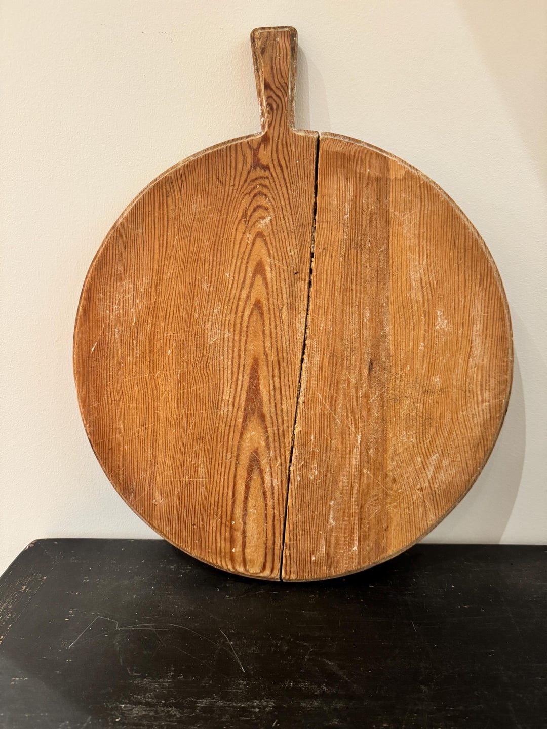 Vintage European Round Breadboard | 20.5” Rustic Wooden Bread Board ...