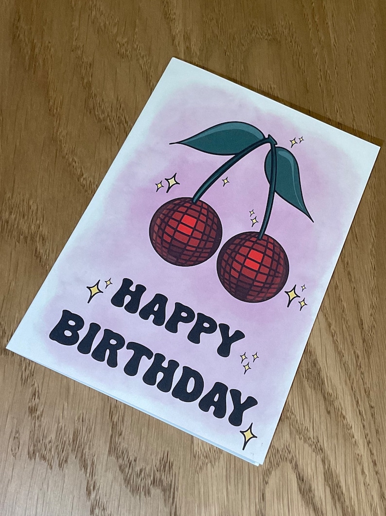 Disco Cherries Birthday Card | Happy Birthday | Birthday Cards | Cute ...