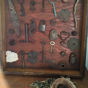 Shadow Box, Vintage, Assemblage, Wall Decor, Skeleton Keys, Vintage ...