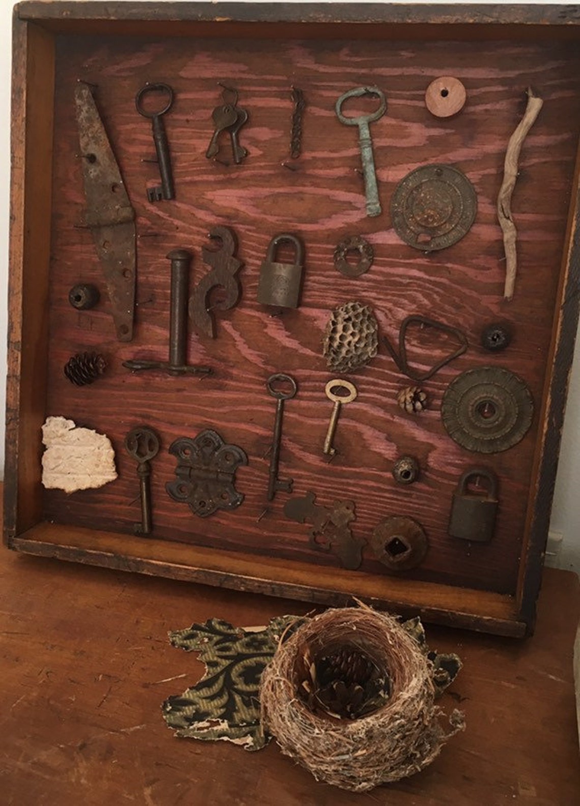 Shadow Box, Vintage, Assemblage, Wall Decor, Skeleton Keys, Vintage ...