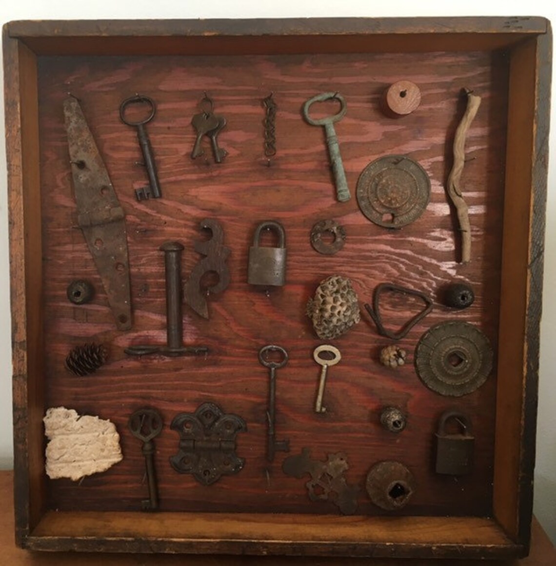 Shadow Box, Vintage, Assemblage, Wall Decor, Skeleton Keys, Vintage ...