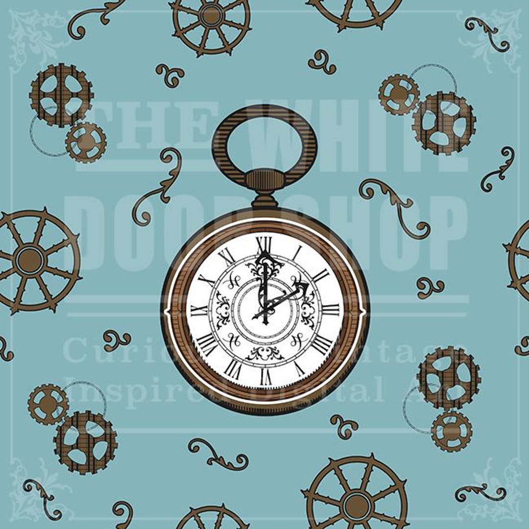 Pocket Watch Seamless Pattern: Vintage Steampunk Fabric Design (digital ...