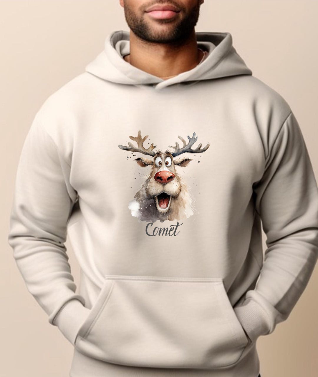 Comet Reindeer Christmas Hoodie Holiday Sweatshirt Secret Santa Gift ...