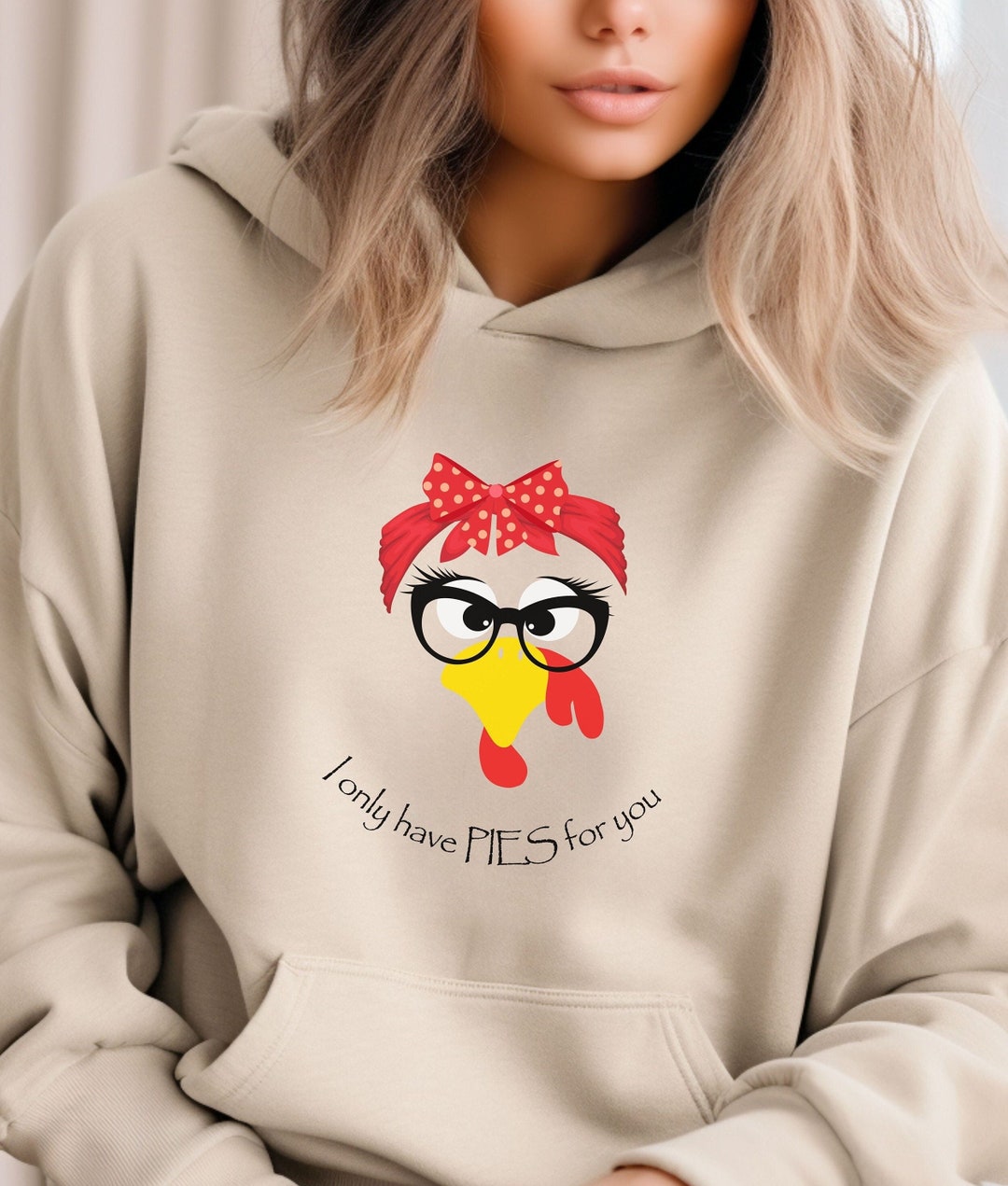 Thanksgiving Dinner Turkey Face Womens Hoodie, Cute Holiday Apparel ...