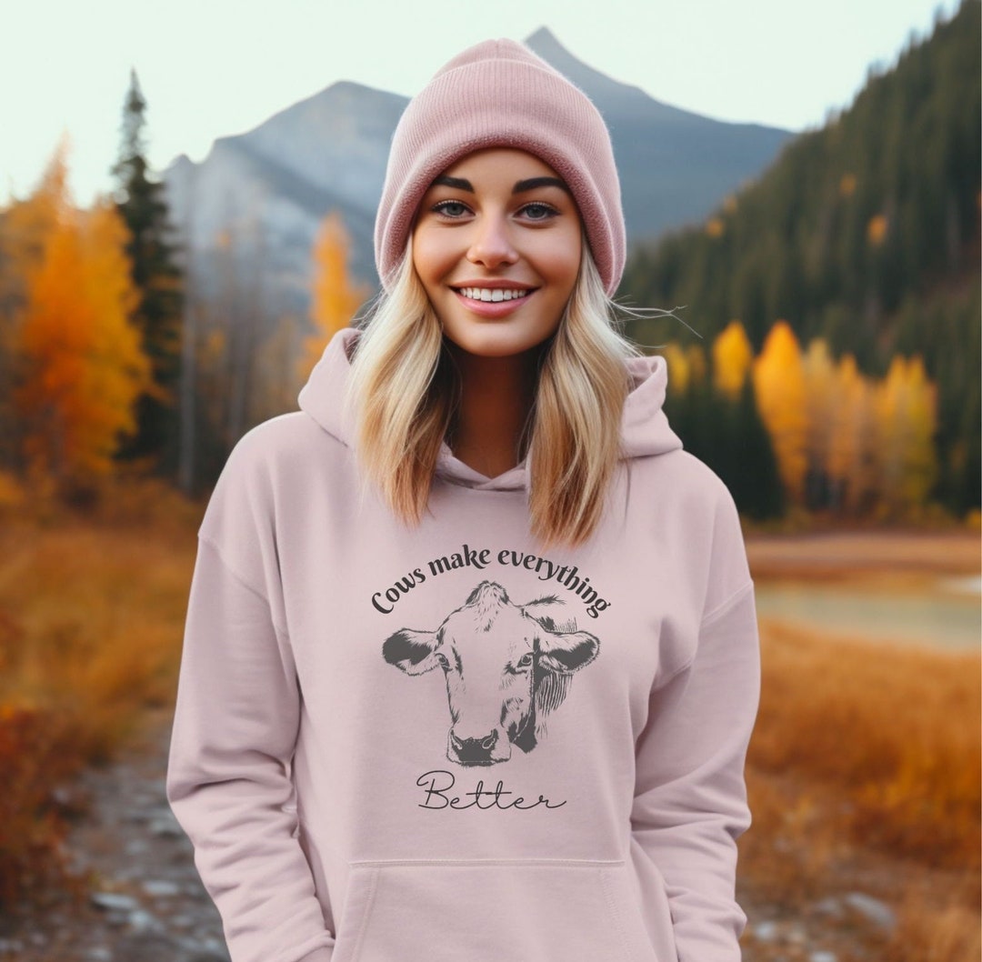 Cute Cow Hoodie, Farm Graphic Hoodie Farmer Hoodie, Farmers Wife Hoodie ...