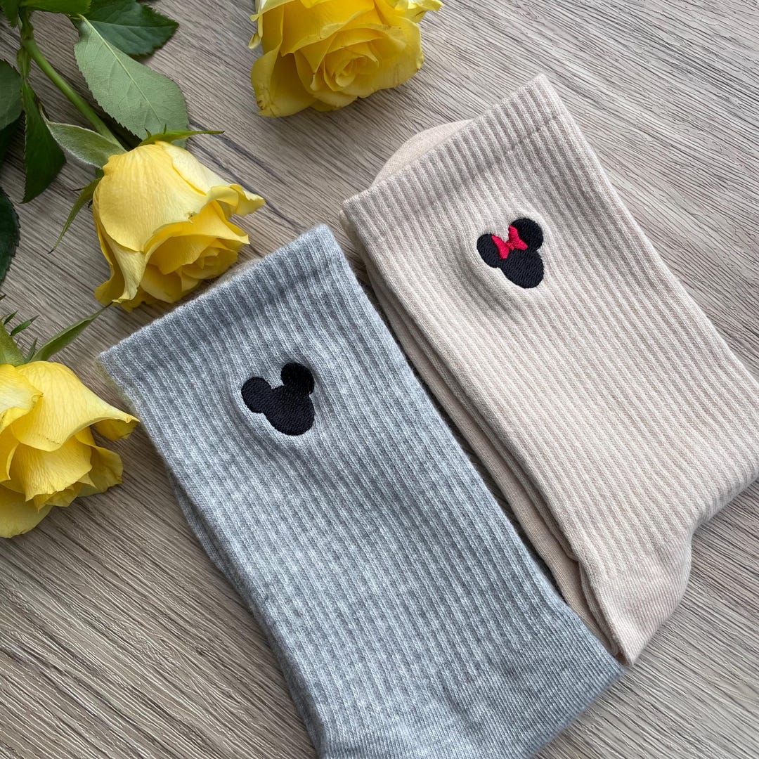 Minnie and Mickey Embroidered Crew Socks - Minnie and Mickey Matching ...