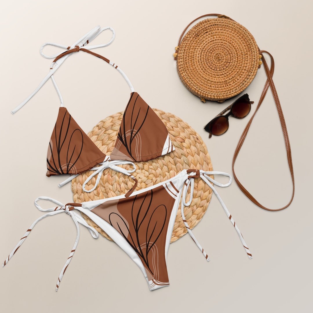 Bikini Earthy Boho Brown All-over Print Swimwear Perfect Summer Gift ...