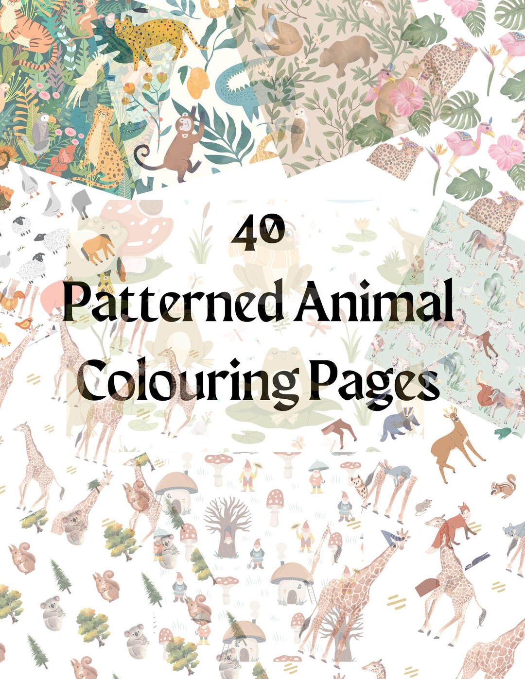 Animal Patterned Colouring Pages for Kids or Adults |pattern Colouring ...