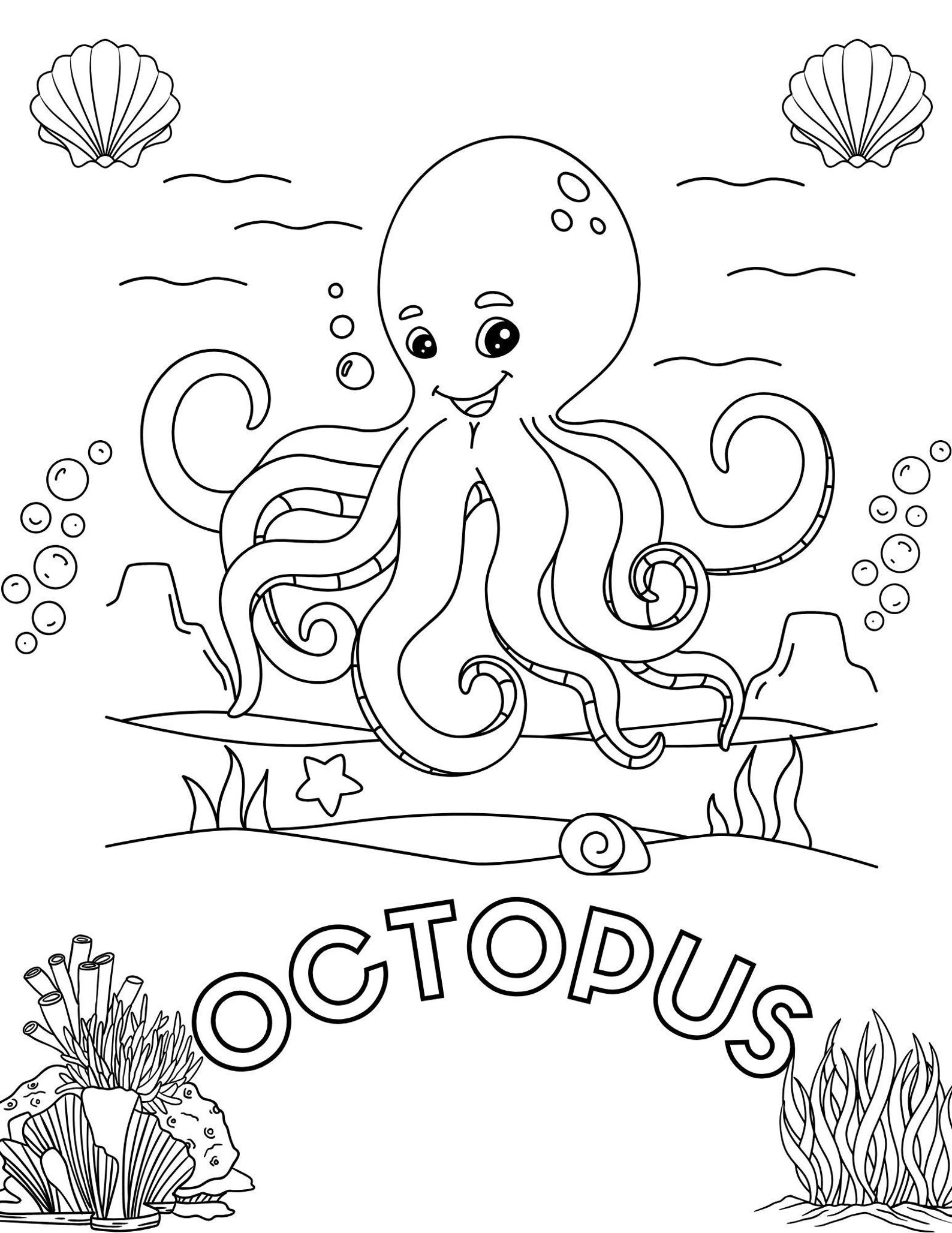 Beach Colouring Pages for Kids |sea Creatures Colouring Pages | Kids ...