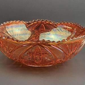 Brockwitz Glass, Fruit Bowl, Cathedral Arches Pattern, Carnival Glass ...