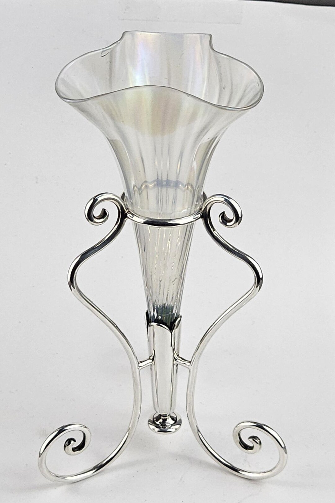 Art Deco Epergne With a Tulip Trumpet Hand-blown Glass Vase by Cooper ...