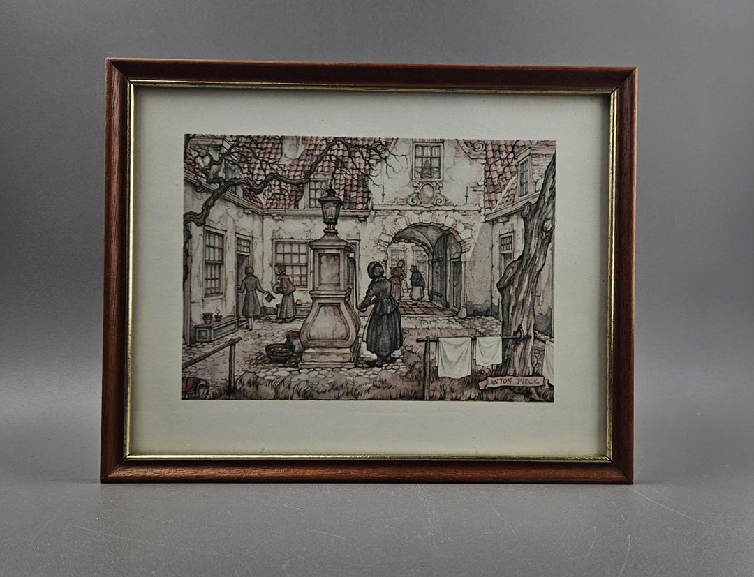 Framed Anton Pieck's Vintage Courtyard Water Pump Scene From 1970. - Etsy