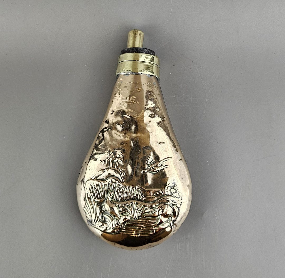 Gunpowder Flask. Copper and Brass, With Pheasant Details. - Etsy