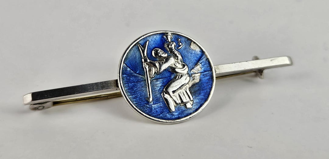 Silver St. Christopher Bar Brooch. Collectible. Vintage. 5 Cm. - Etsy