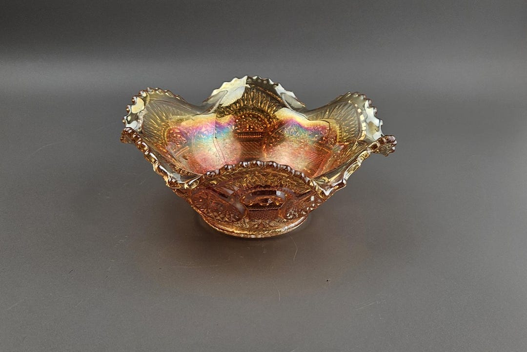 Imperial Glass. Decorative Bowl "hobstar & Arches" Pattern Carnival ...