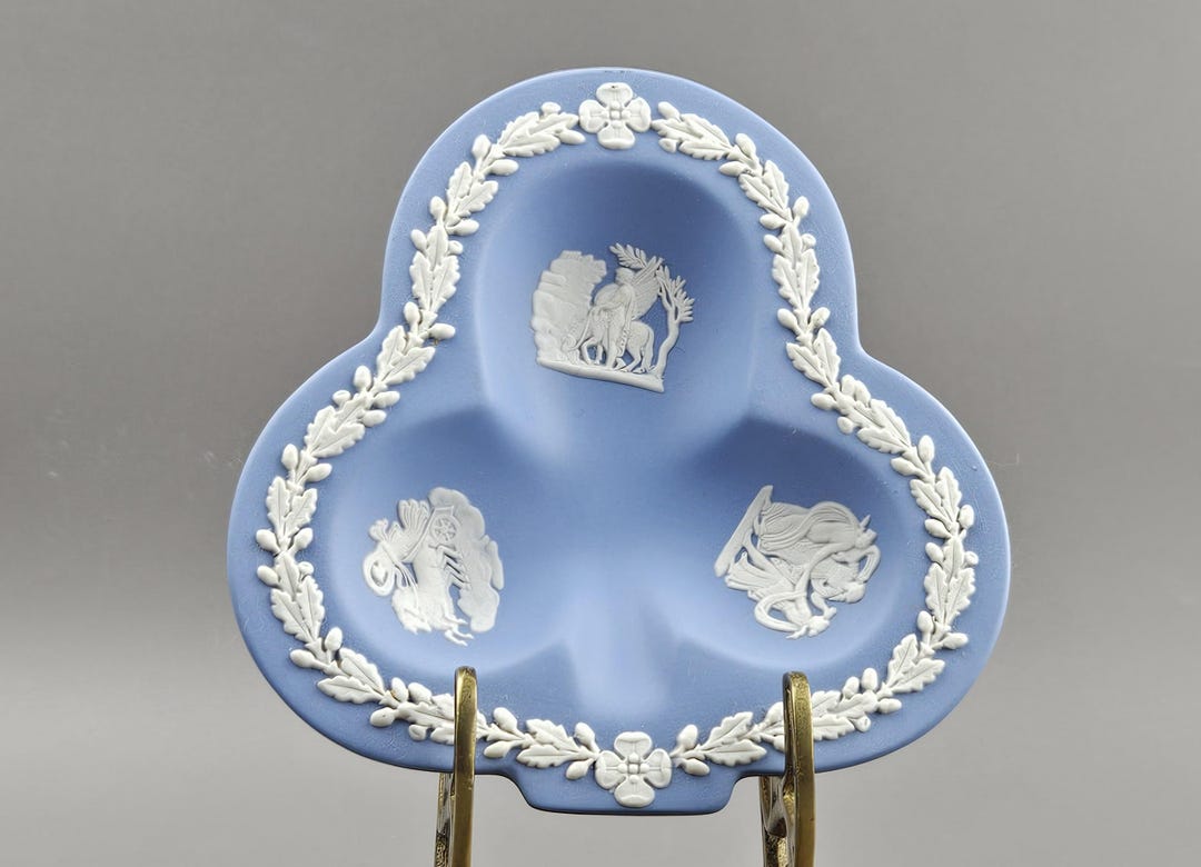 Wedgwood Blue Jasperware Dish "clover Club" Pattern With Neoclassical ...