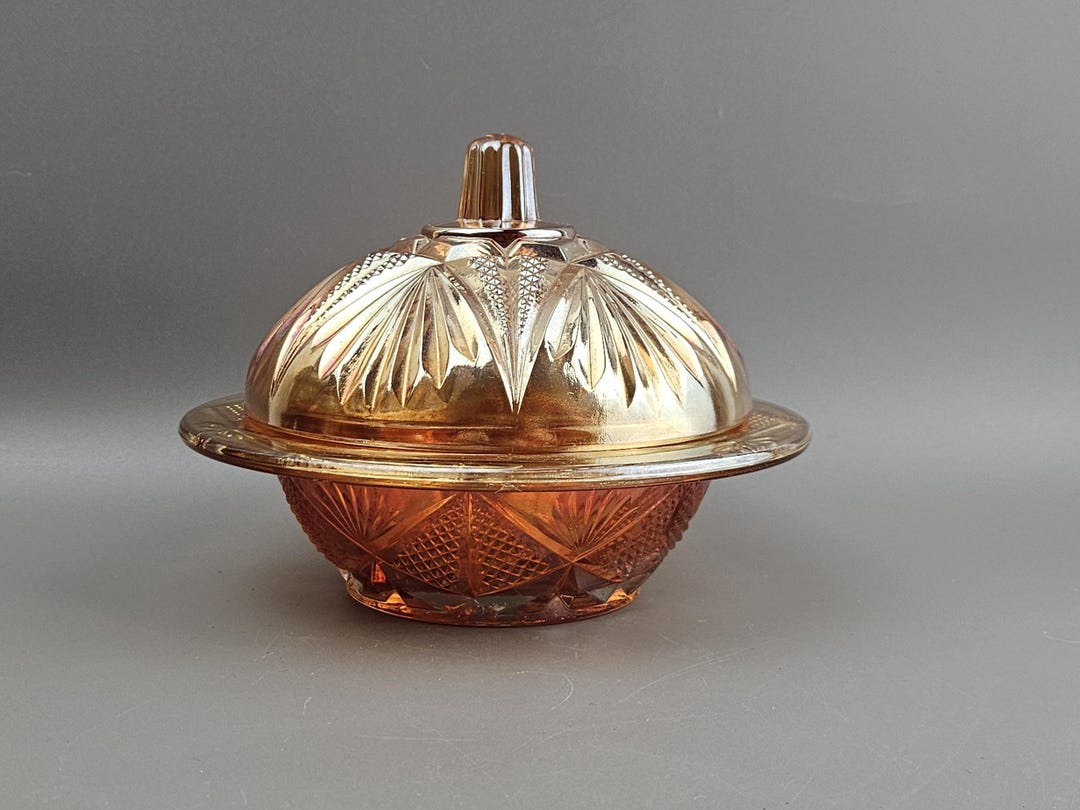 Butter Dish. Carnival Glass, Sowerby. Marigold. - Etsy