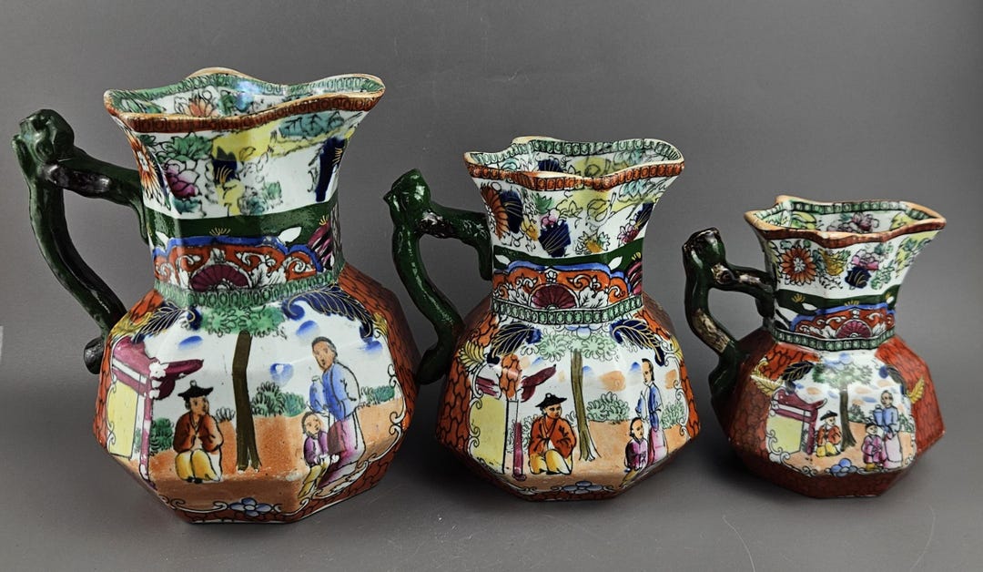 Mason's Three Graduated Hydra Jugs, Mandarin Pattern. Collectible ...