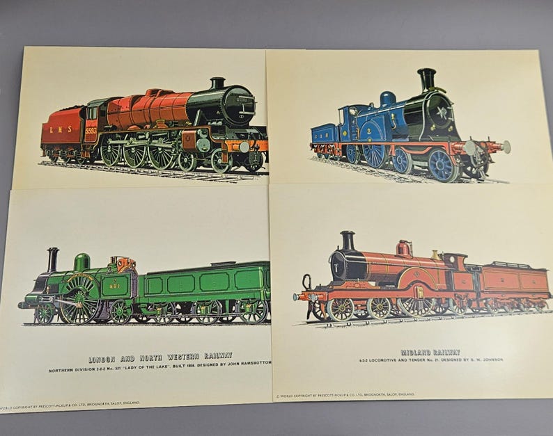 Vintage British Railways Locomotive Postcard Set of Four - Etsy
